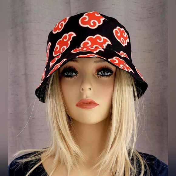 Accessories | Naruto Akatsuki Anime Red Clouds Bucket Cap Hat | Poshmark